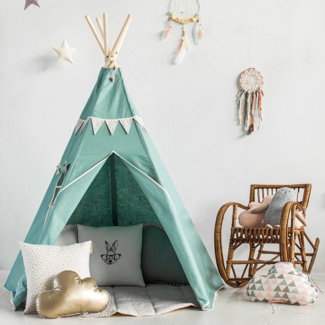Leinen Tipi Zelt "Gold Star" - The Family Circle