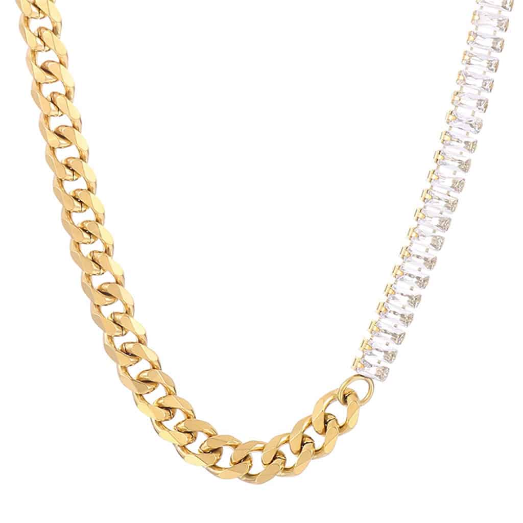 Chunky Panzerkette "Nieves" in Gold mit Zirkonia - The Family Circle